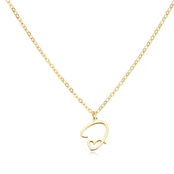 Jewelry | Letter J Cursive Heart Initial Necklace | Poshmark